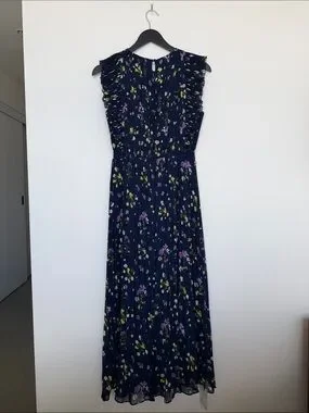 Self-Portrait | Dresses | Selfportrait Navy Floral Ruffleshoulder ...